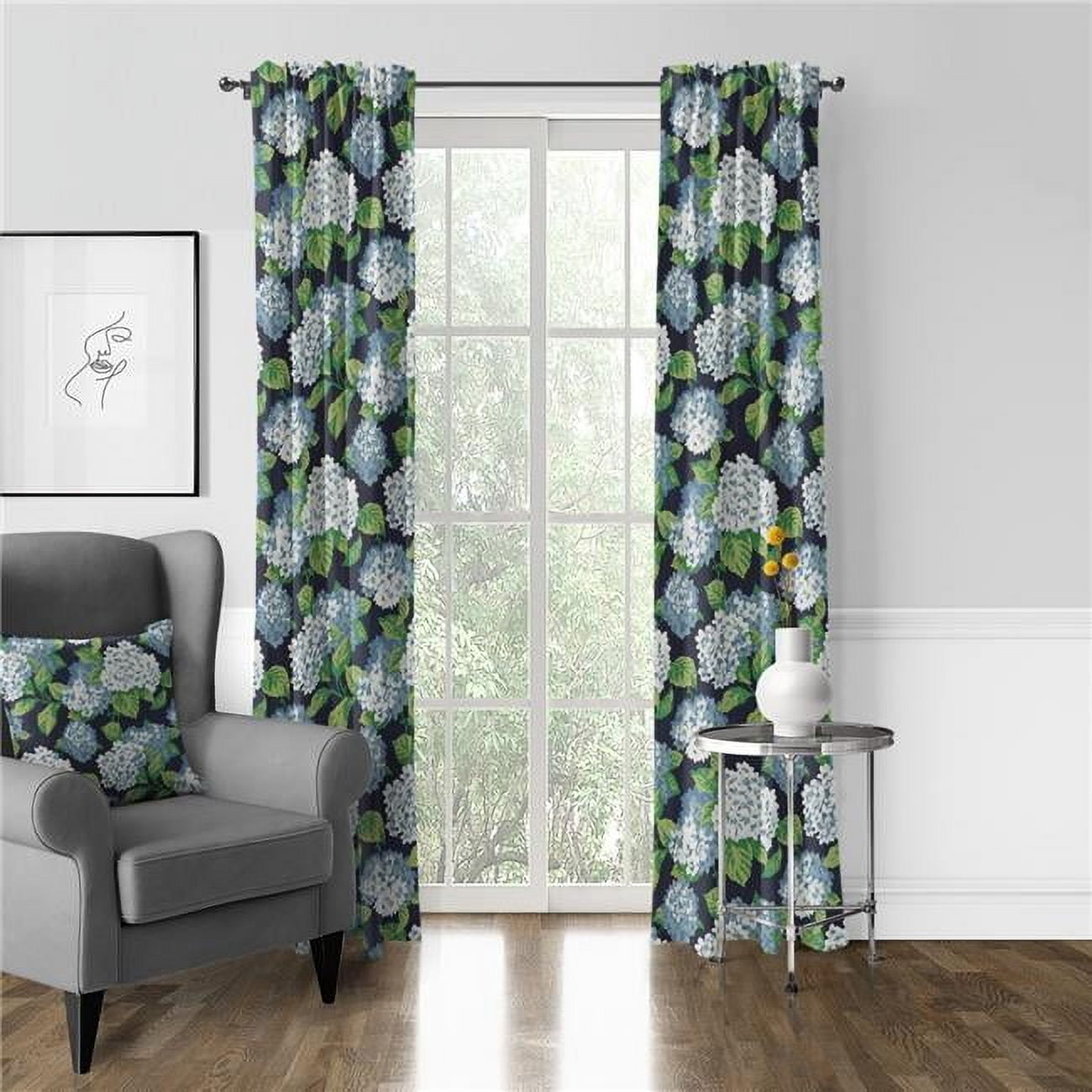 6ix Tailors 20 x 96 in. Midnight Garden Pinch Pleat Drapery Panel Pair ...