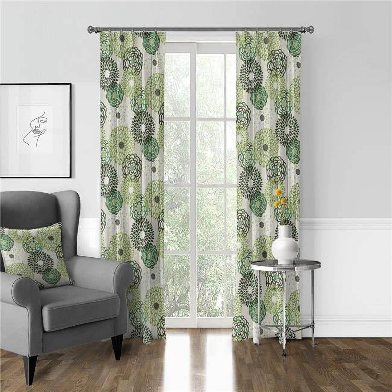 6ix Tailors 50 x 96 in. Garden Stow Pole Top Drapery Panel Pair, Green ...