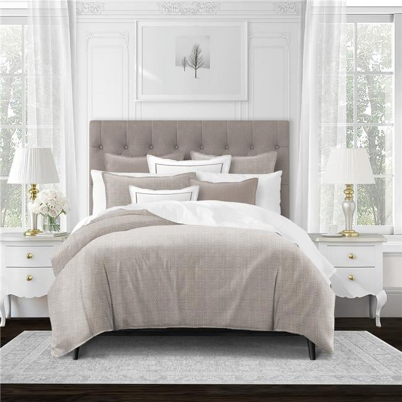 6ix Tailors BIS-TAN-CVT-KG-5PC Bishop Tan King Coverlet & 2 Pillow ...