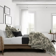 6ix Tailors Athena Linen Comforter & 2 Pillow Shams Set, Charcoal - King Size - 3 Piece ...