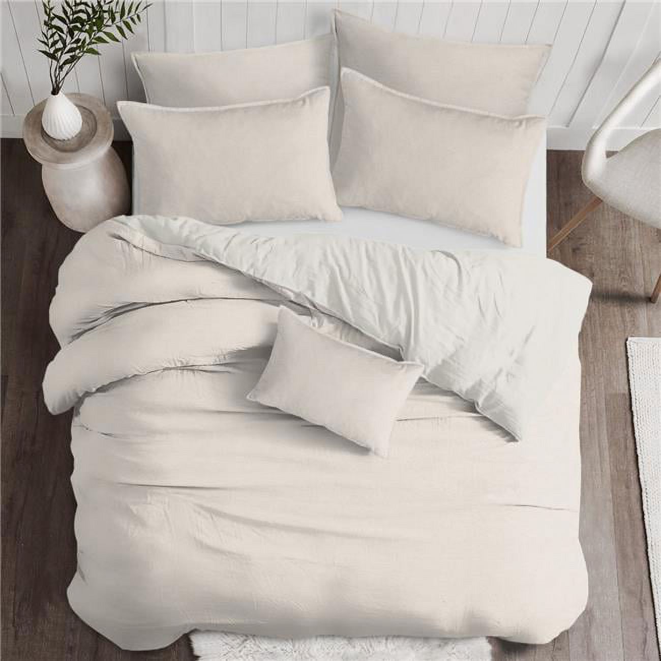 6ix Tailors Braxton Duvet Cover & 2 Pillow Shams Set, Natural - King ...