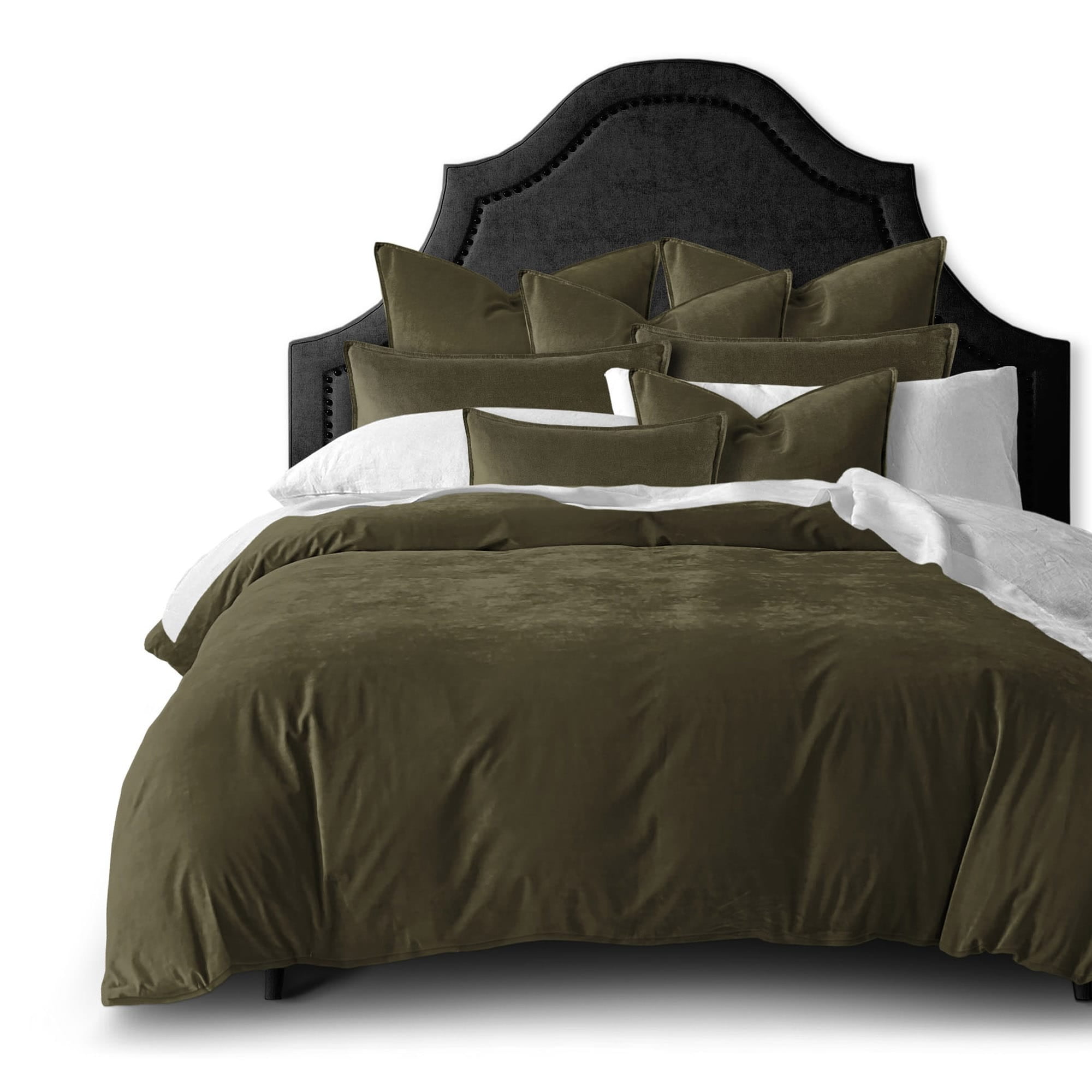 6ix Tailors Cascade Velvet Olive Comforter 8 Piece Designer Set ...