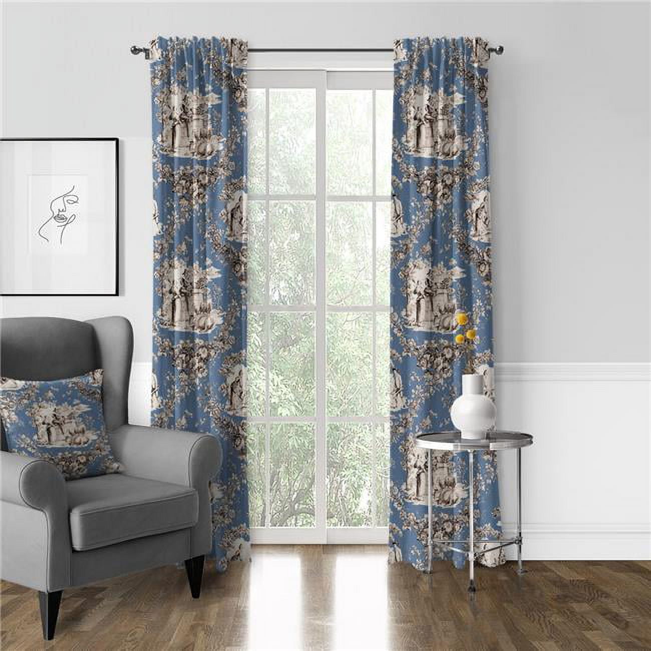 6ix Tailors Genie Pole Top Drapery Panel, Wedgwood - 50 x 120 in ...