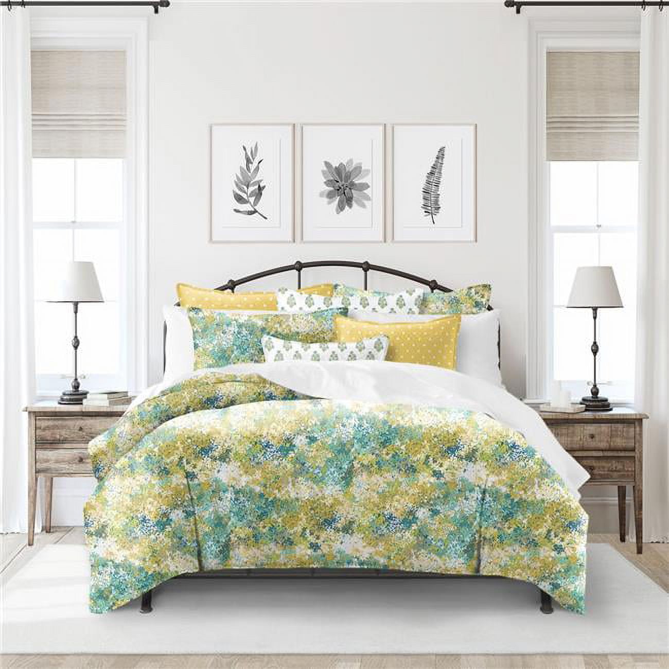 6ix Tailors LAN-SAF-BLU-CVT-QN-3PC Lantana Blue Queen Coverlet & 2 ...