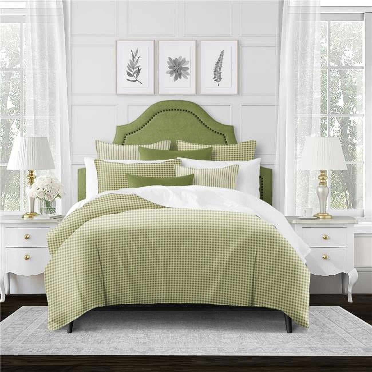 6ix Tailors LIN-BAS-CMF-QN-5PC Lincolnshire Basil Queen Comforter & 2 ...