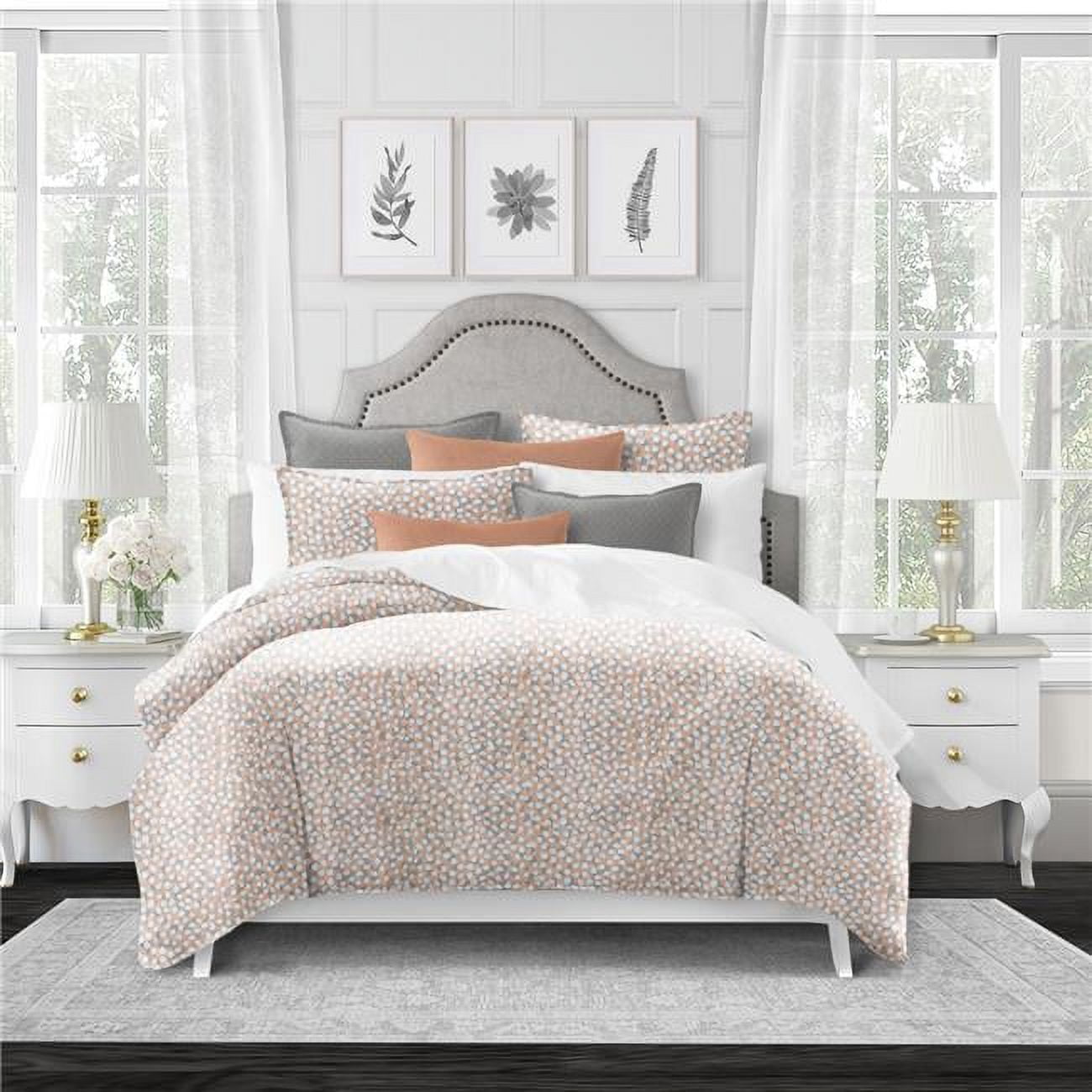 6ix Tailors Laight Prairie Peach Queen Comforter & 2 Pillow Shams Set ...