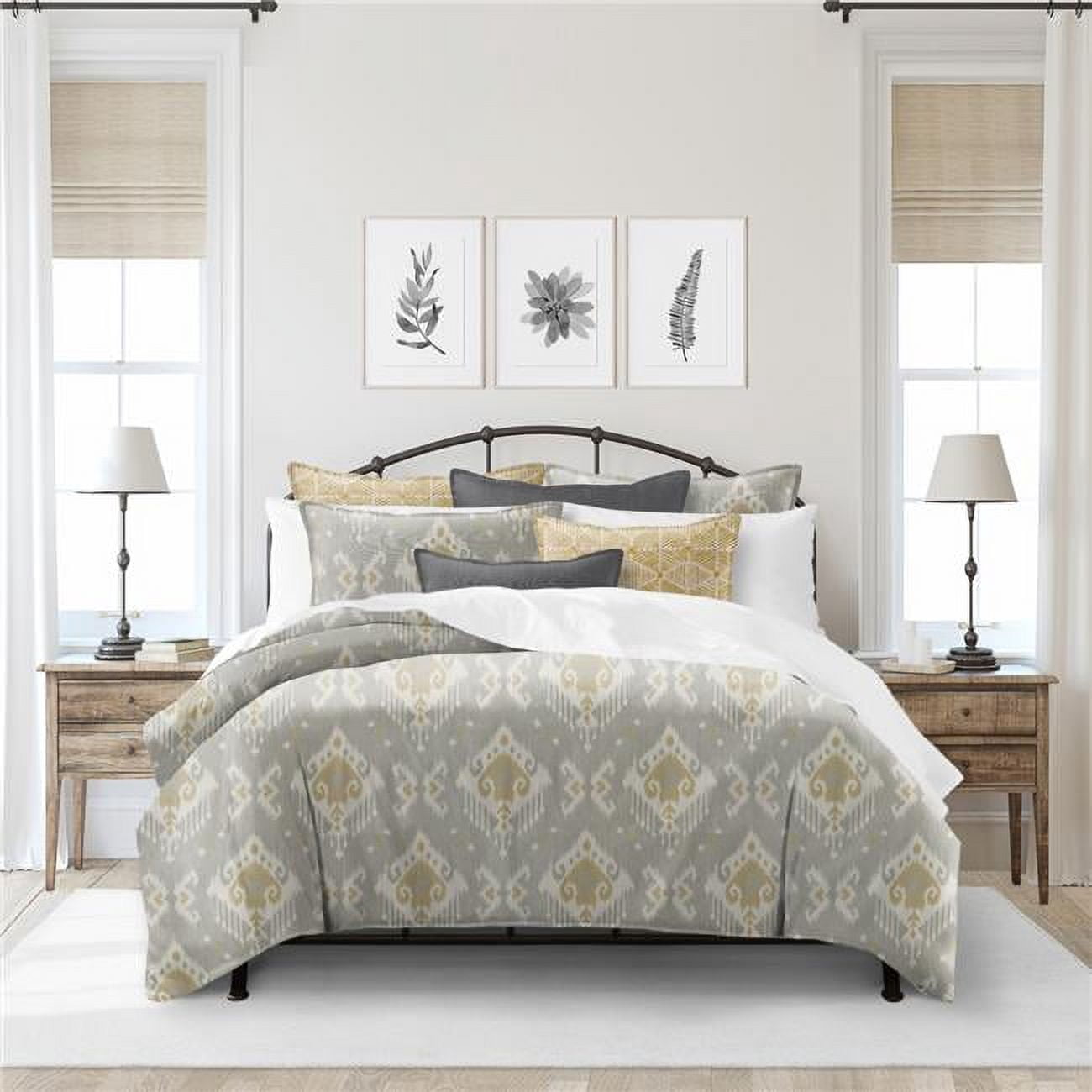 6ix Tailors MHL-SHY-GRA-CVT-CK-3PC Mahal Coverlet & 2 Pillow Shams Set ...
