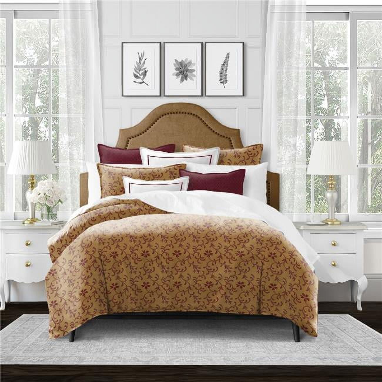 6ix Tailors RIM-COP-CVT-QN-5PC Rima Copper Cranberry Queen Size ...