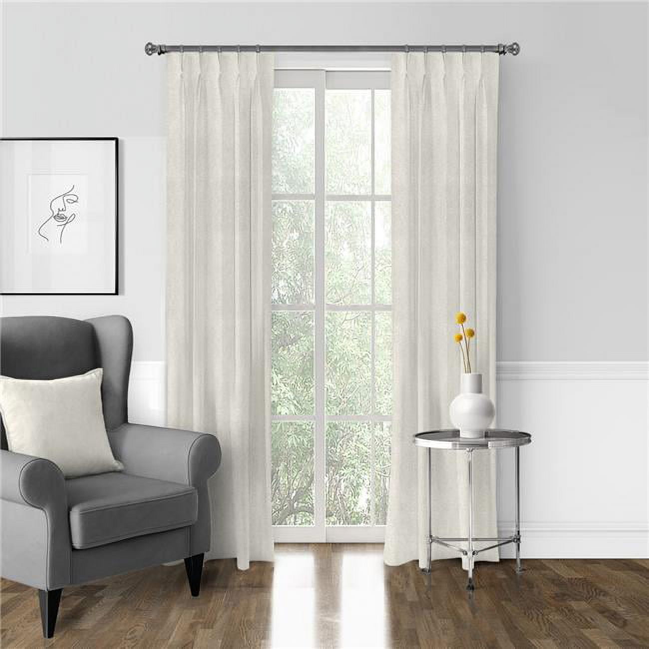 6ix Tailors Vanessa Pinch Pleat Drapery Panel, Ivory - 20 x 144 in ...