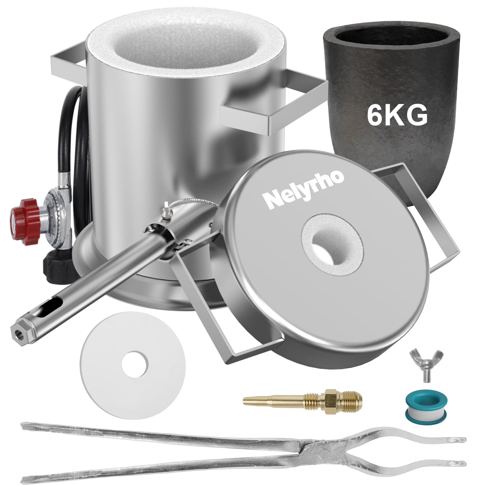 6kg Stainless Steel Propane Melting Furnace Kit with Crucible and Tongs ...