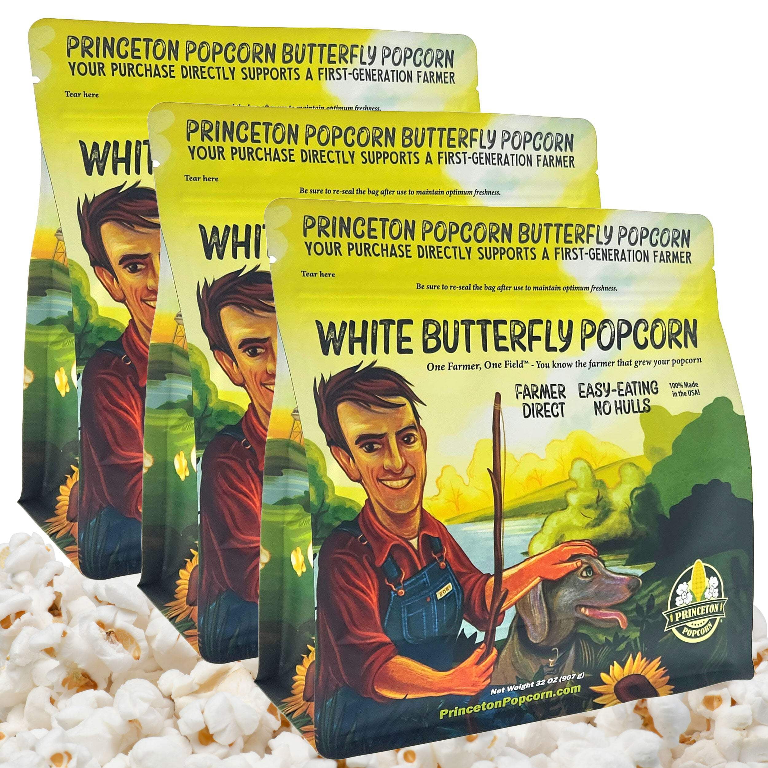 6lbs (Pack of 3 2lb) Bag Princeton Popcorn Baby White Popcorn Kernels ...