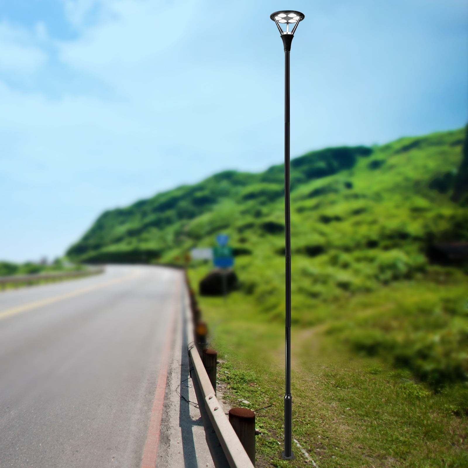 6m/ 19.69ft Height Street Light Pole, Floor Mounted Street Lamp Post ...