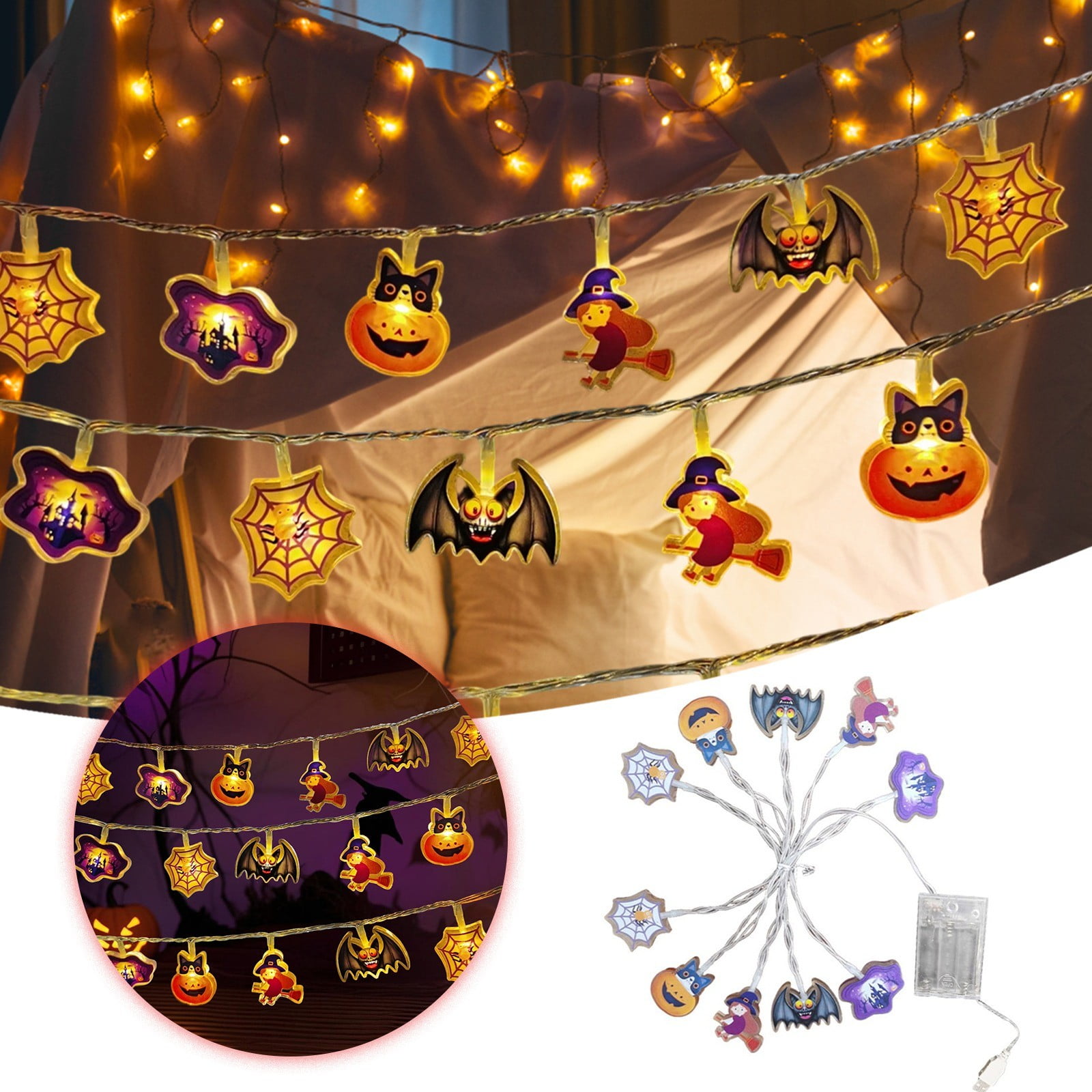 6m Halloween Acrylic String Lights | 40 LED Colorful Battery & USB ...