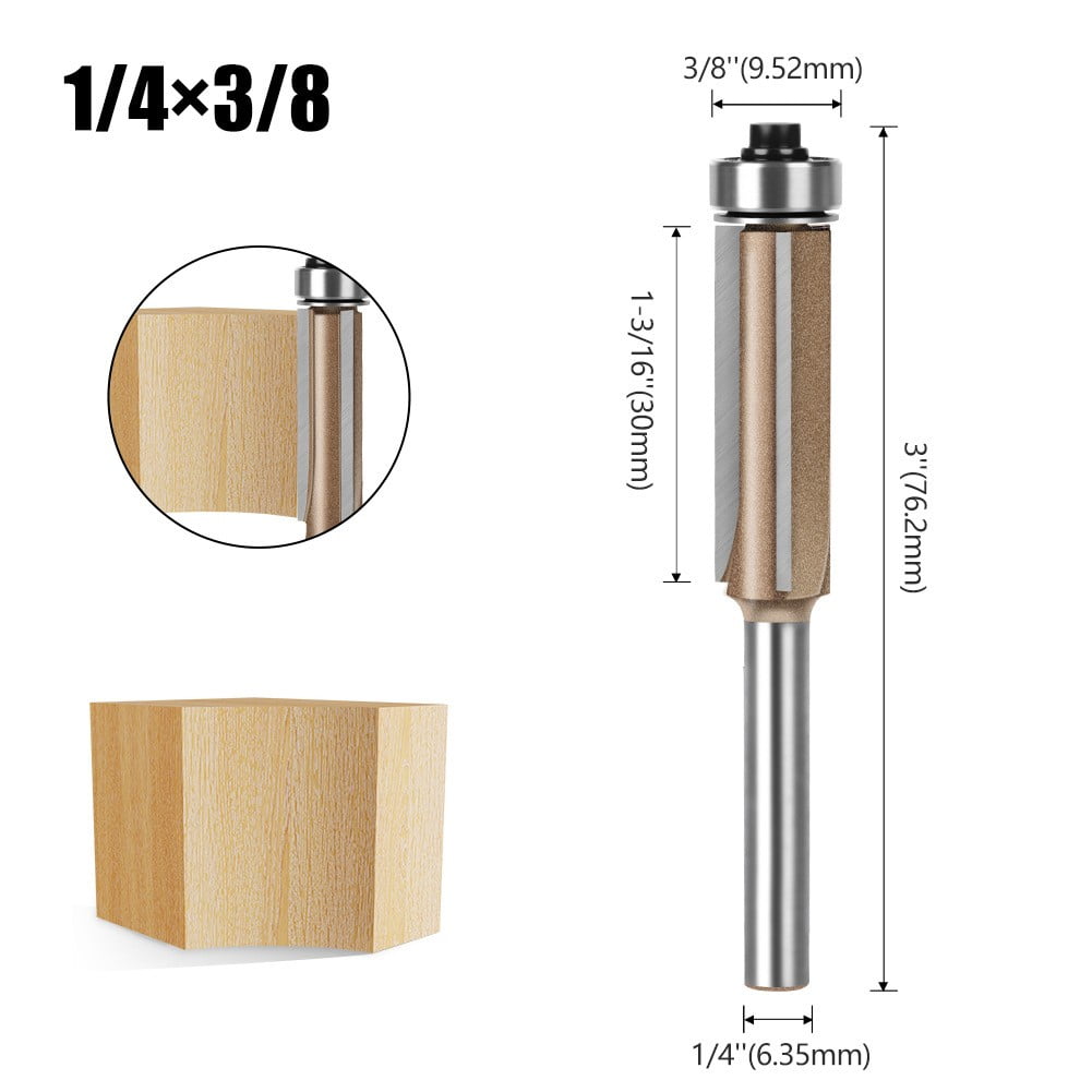 6mm 1/4in Shank Trim Router Bit 3blades With Bearing Woodworking ...