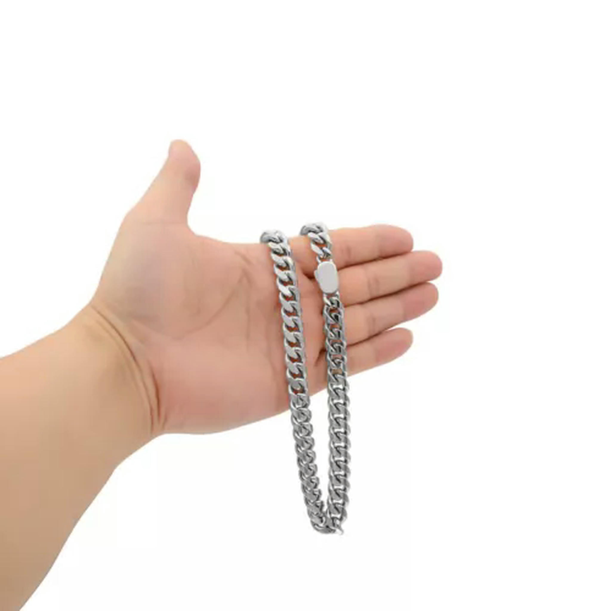 6mm-14mm Hip Hop Titanium Steel Miami Cuban Link Chain Mens Jewelry ...