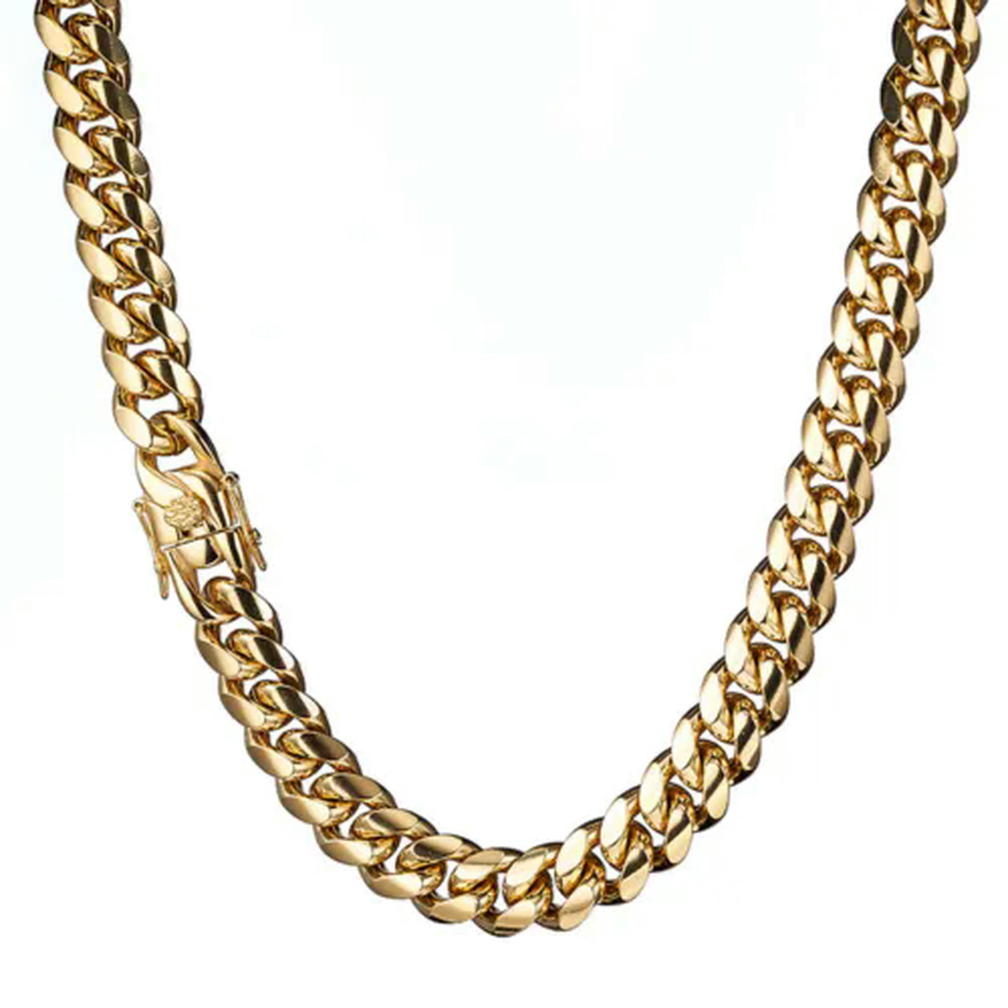 6mm-18mm Men's Miami Cuban Link Chain Necklace 18K Gold Plated ...