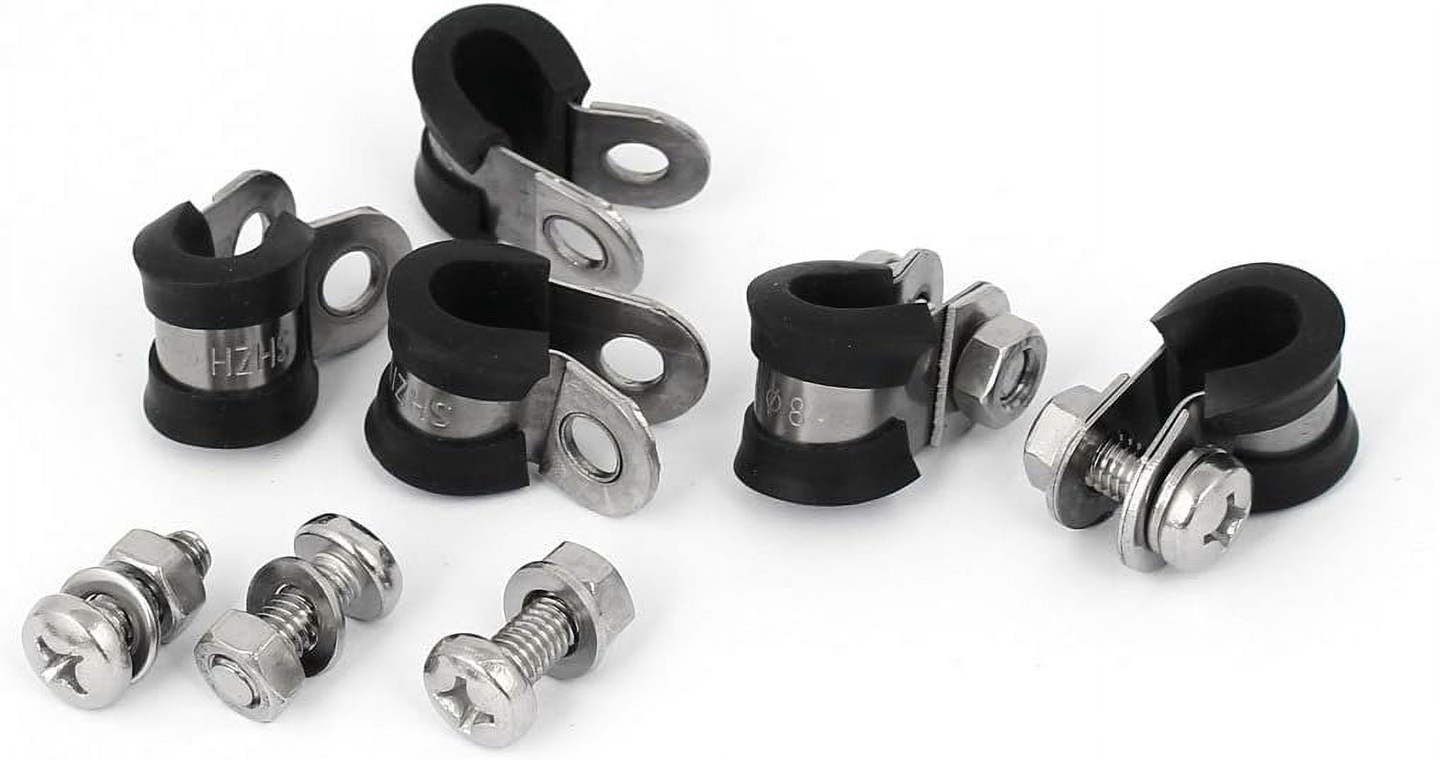 6mm 304 Stainless Steel Rubber Lined P Clips Cable Mounting Hose Pipe ...