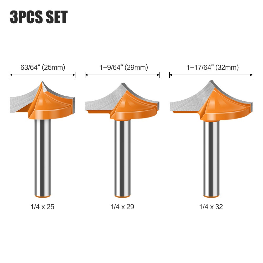 6mm//4” Shank Classical Round Nose Point Cut Wood Router Bit Tungsten ...