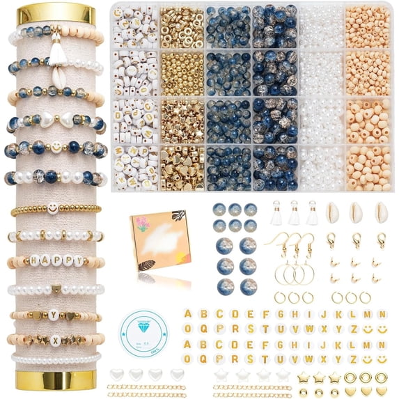 6mm/8mm Crackle Glass Beads Bracelet Making Kit Glass Beads Making Kit ...