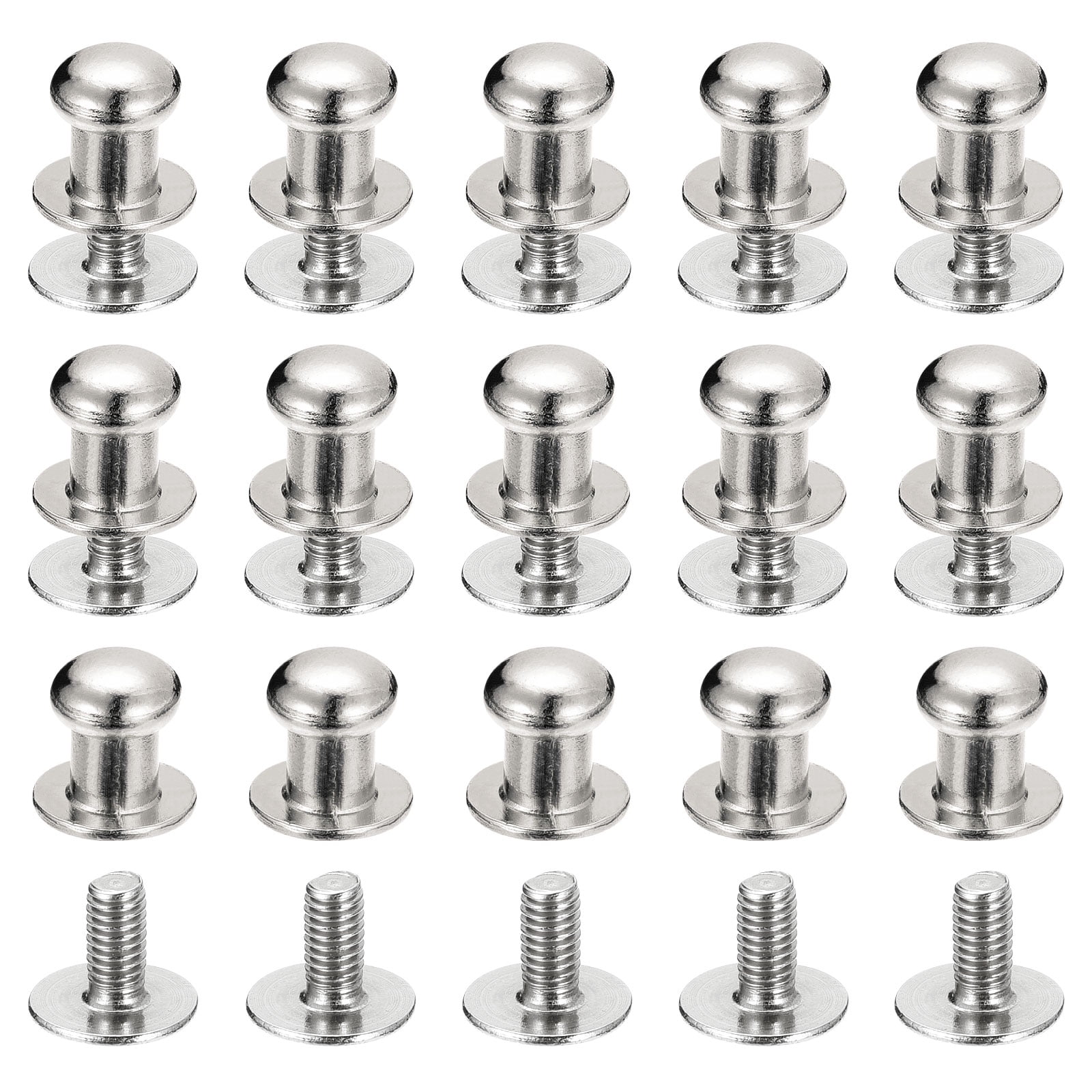 6mm Ball Head Stud Rivets Screw Back, 15Pack Round Head Button Nipple ...