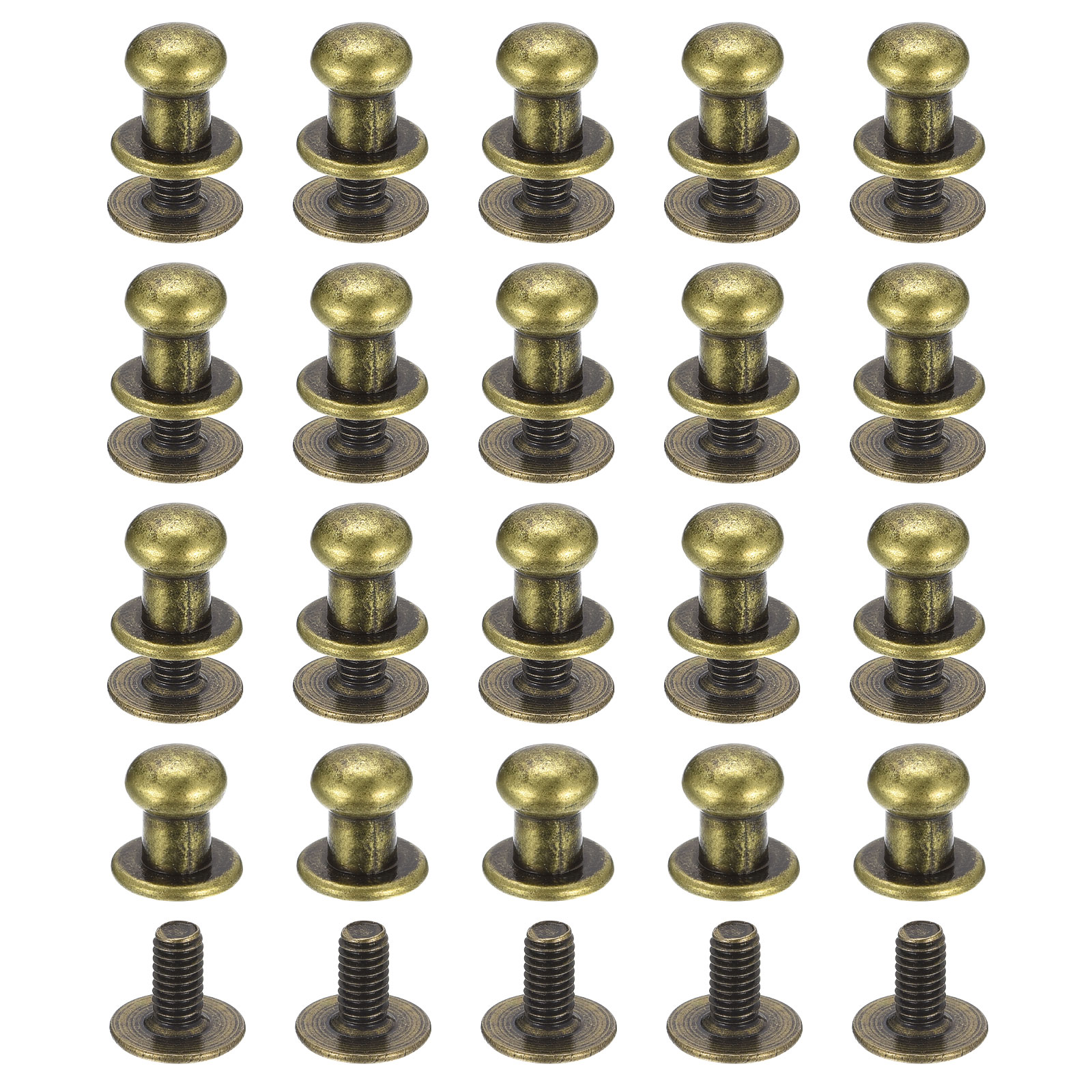 6mm Ball Head Stud Rivets Screw Back, 20Pack Round Head Button Nipple ...
