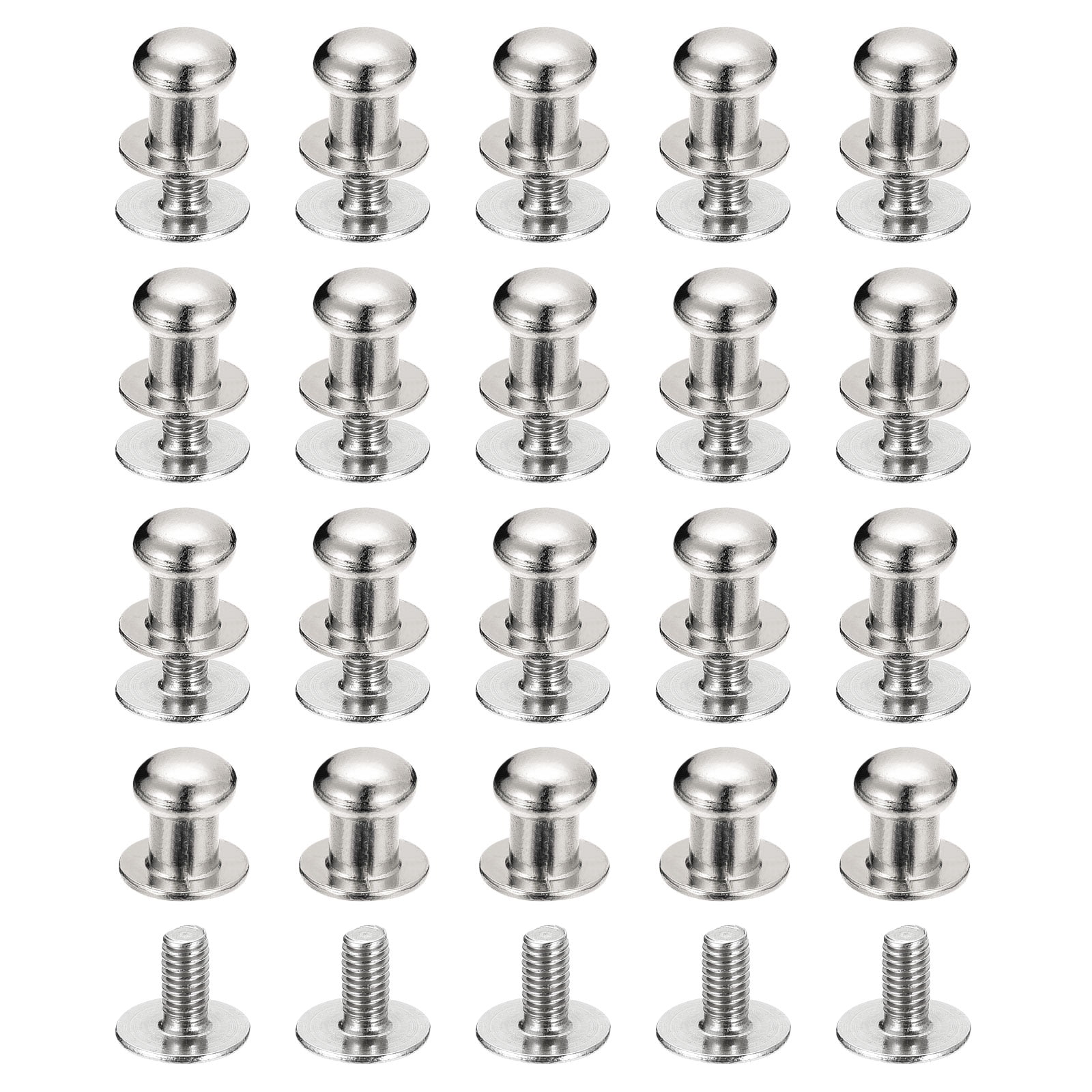 6mm Ball Head Stud Rivets Screw Back, 20Pack Round Head Button Nipple ...