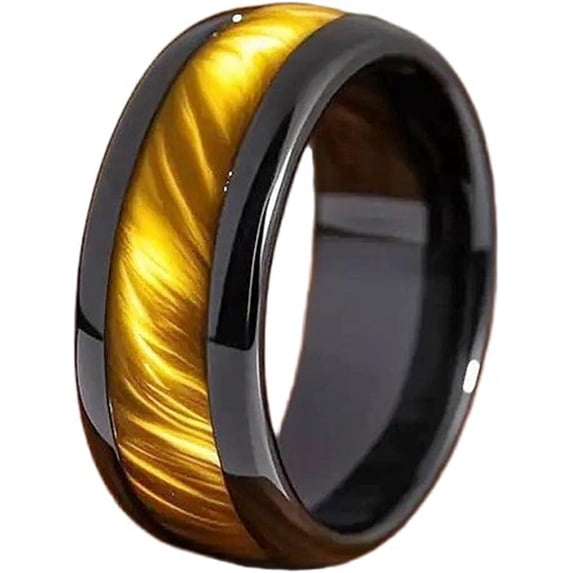 6mm Black Stainless Steel Wedding Band Style Anniversary Statement ...