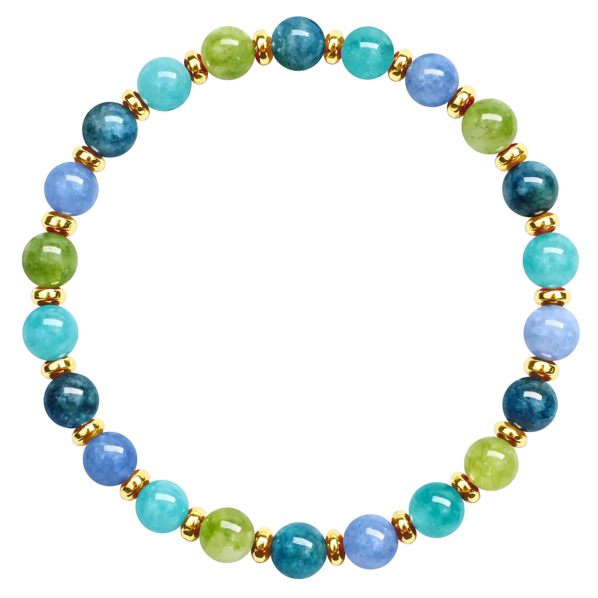 6mm Blue Howlite Natural Stone Beaded Bracelet,Semi-Precious Gemstone ...