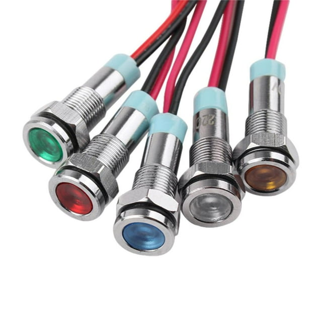 6mm Car 12V LED Indicator Light | Dashboard Panel Warning Symbol Red ...