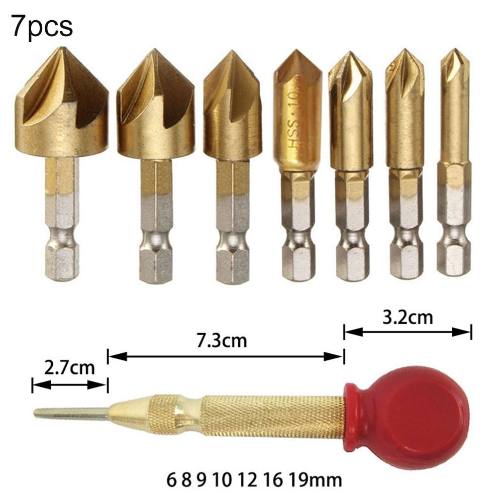 6Mm Counter Sink Drill Bit Set Hex Shank Hss Countersink Wood ...