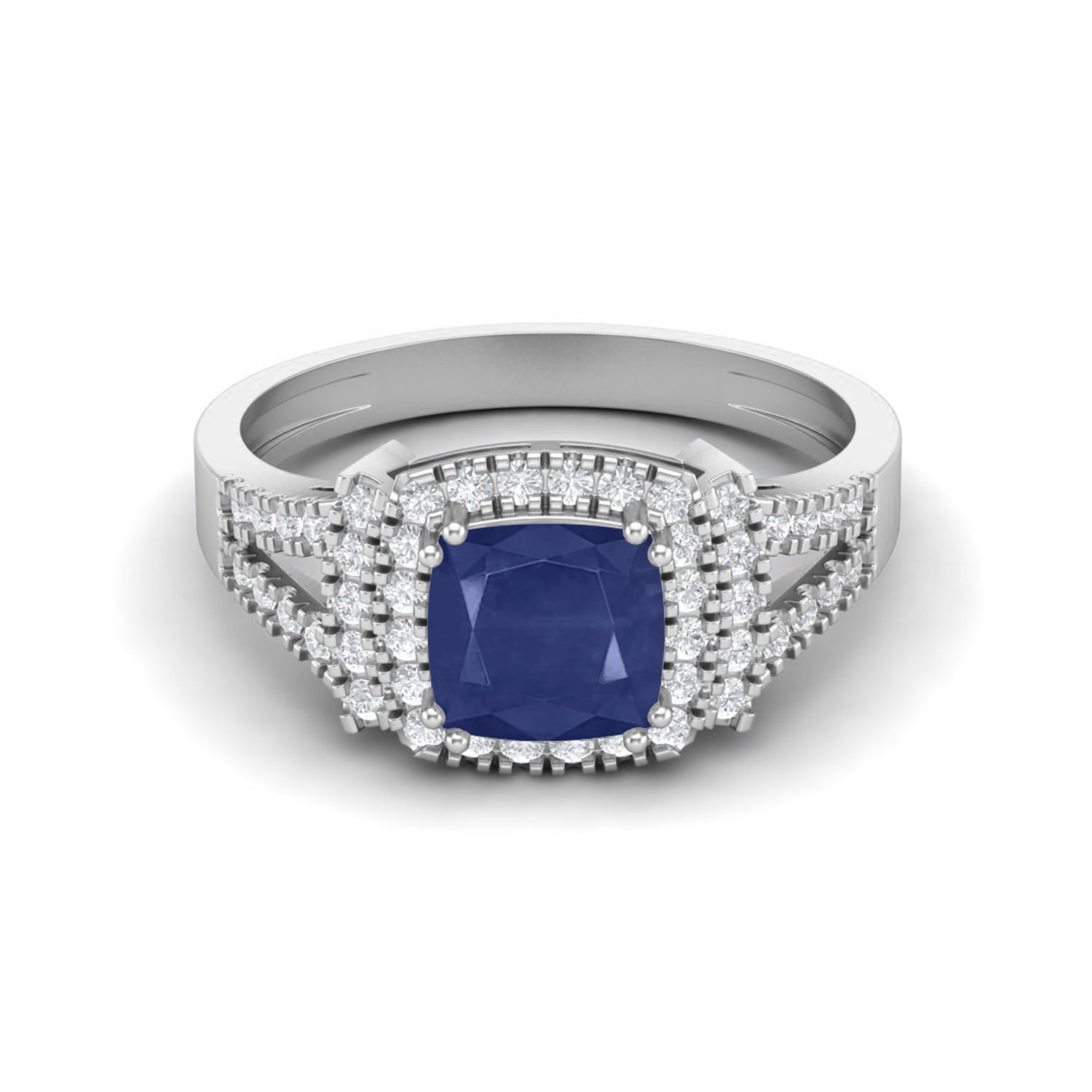 6mm Cushion Blue Sapphire 925 Sterling Silver Women Valentines Day ...