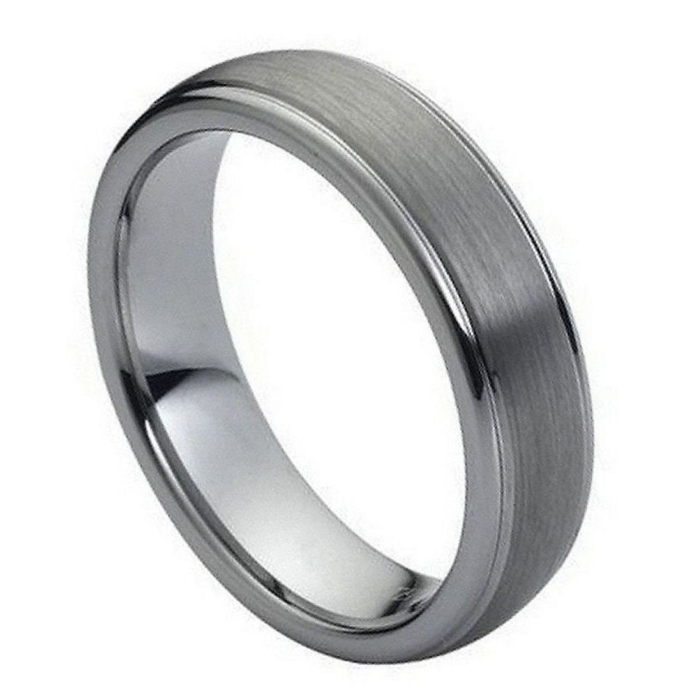 6mm Domed Brushed Center High Polished Ridge Edge Wedding Band Ring For ...