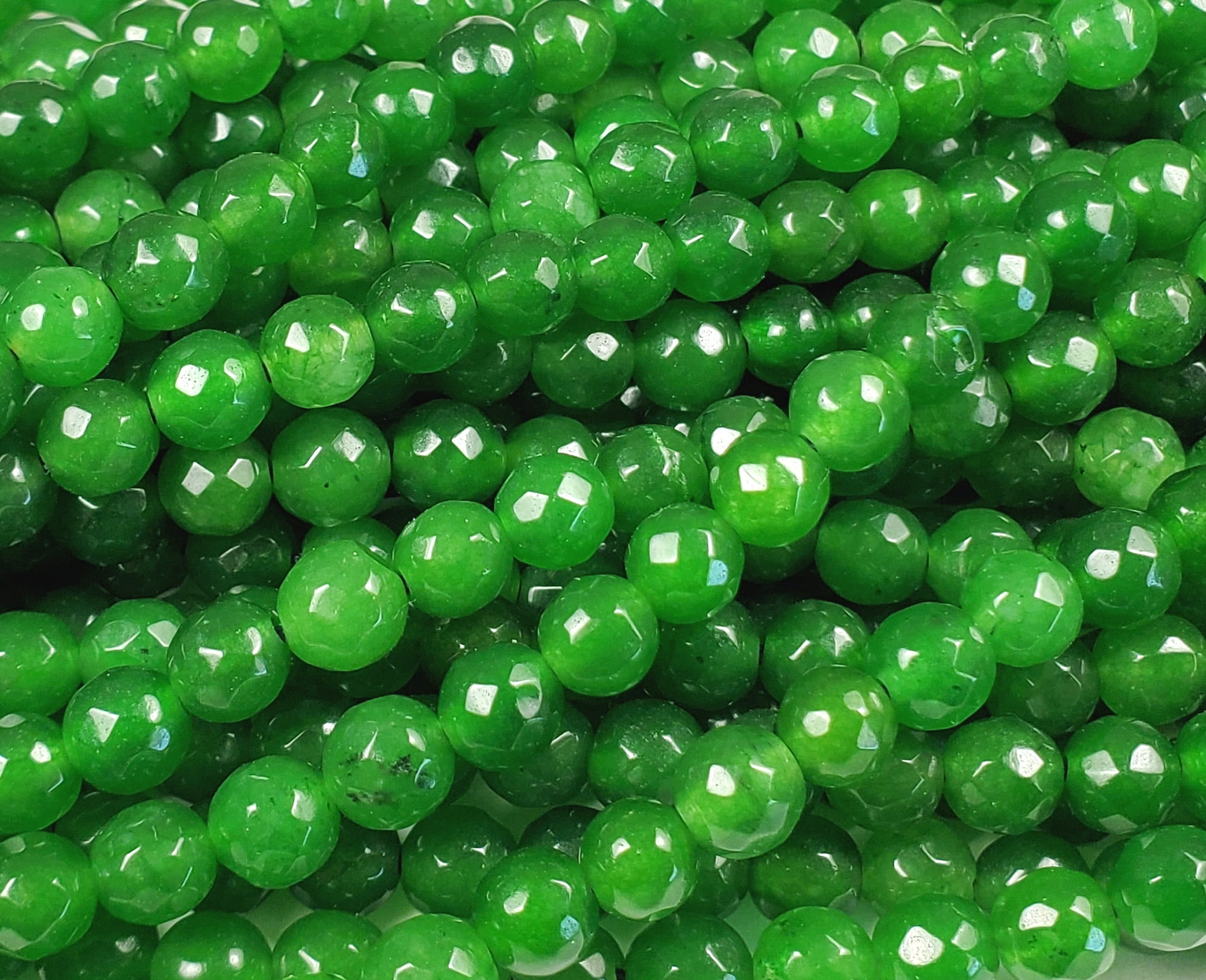 6mm Forest Green Jade Faceted Round Genuine Gemstone Natural Jewelry ...