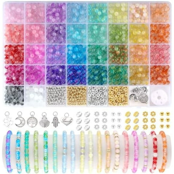 6mm Glass Beads Bracelet Making Kit, 1396pcs Gradient Glass Beads for ...