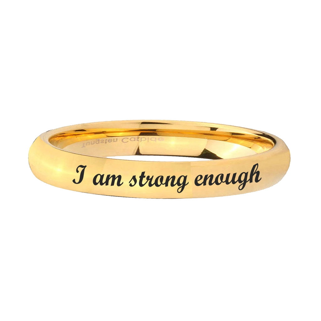 6mm Gold Dome Tungsten I Am Strong Enough Rings - Walmart.com