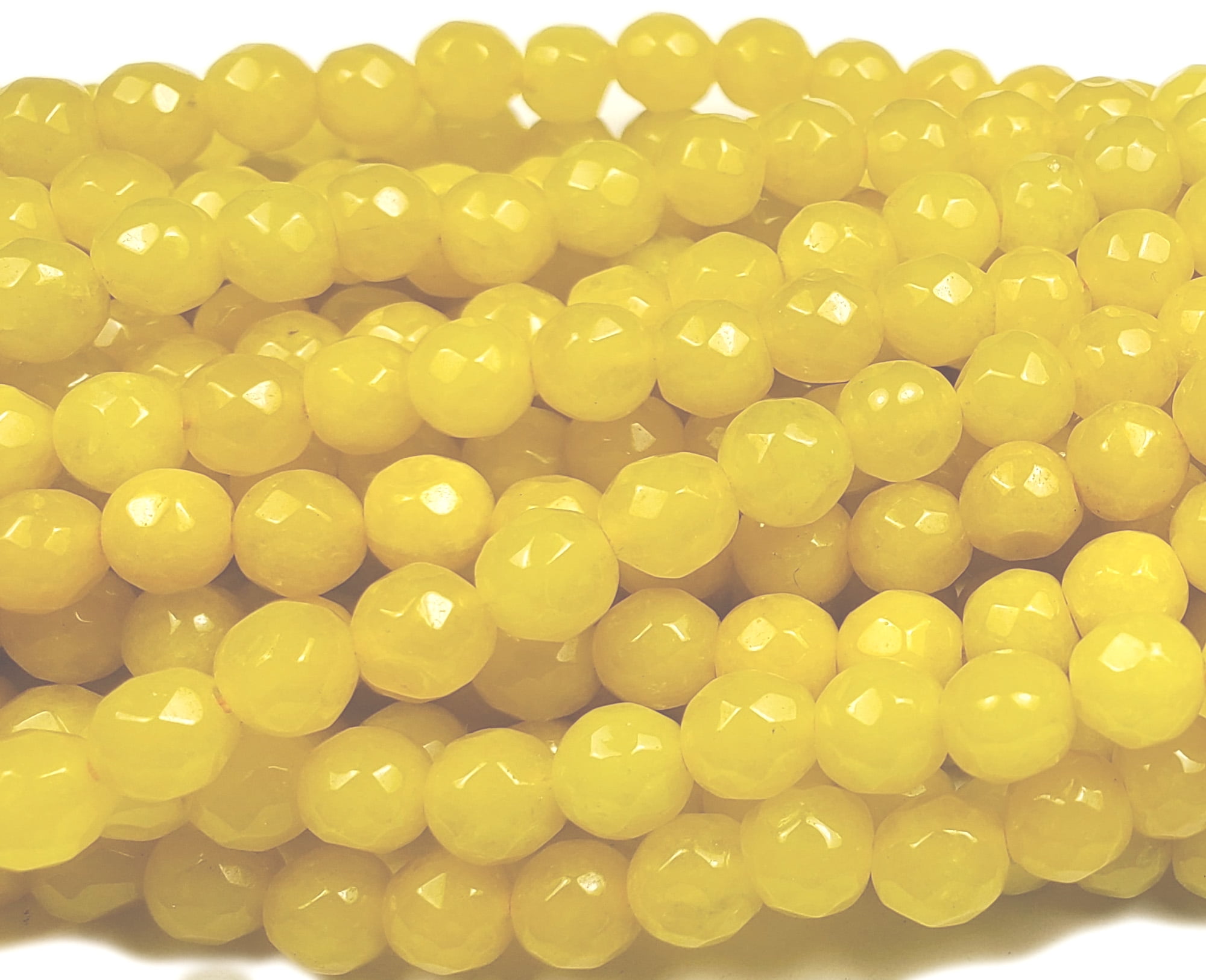 6mm Gold Yellow Jade Faceted Round Beads Genuine Gemstone Natural ...