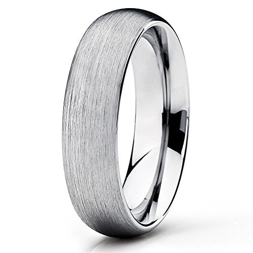 6mm Gray Tungsten Ring Brushed Silver Tungsten Band Tungsten Wedding ...
