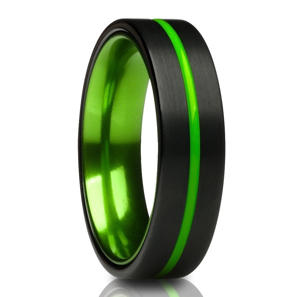 6mm Green Tungsten Ring,Green Wedding Ring,Engagement Ring,Unisex Ring ...