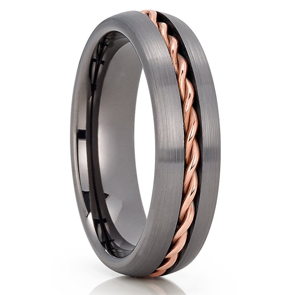 6mm Gunmetal Wedding Ring,Braid Tungsten Ring,Wedding Ring,Anniversary ...