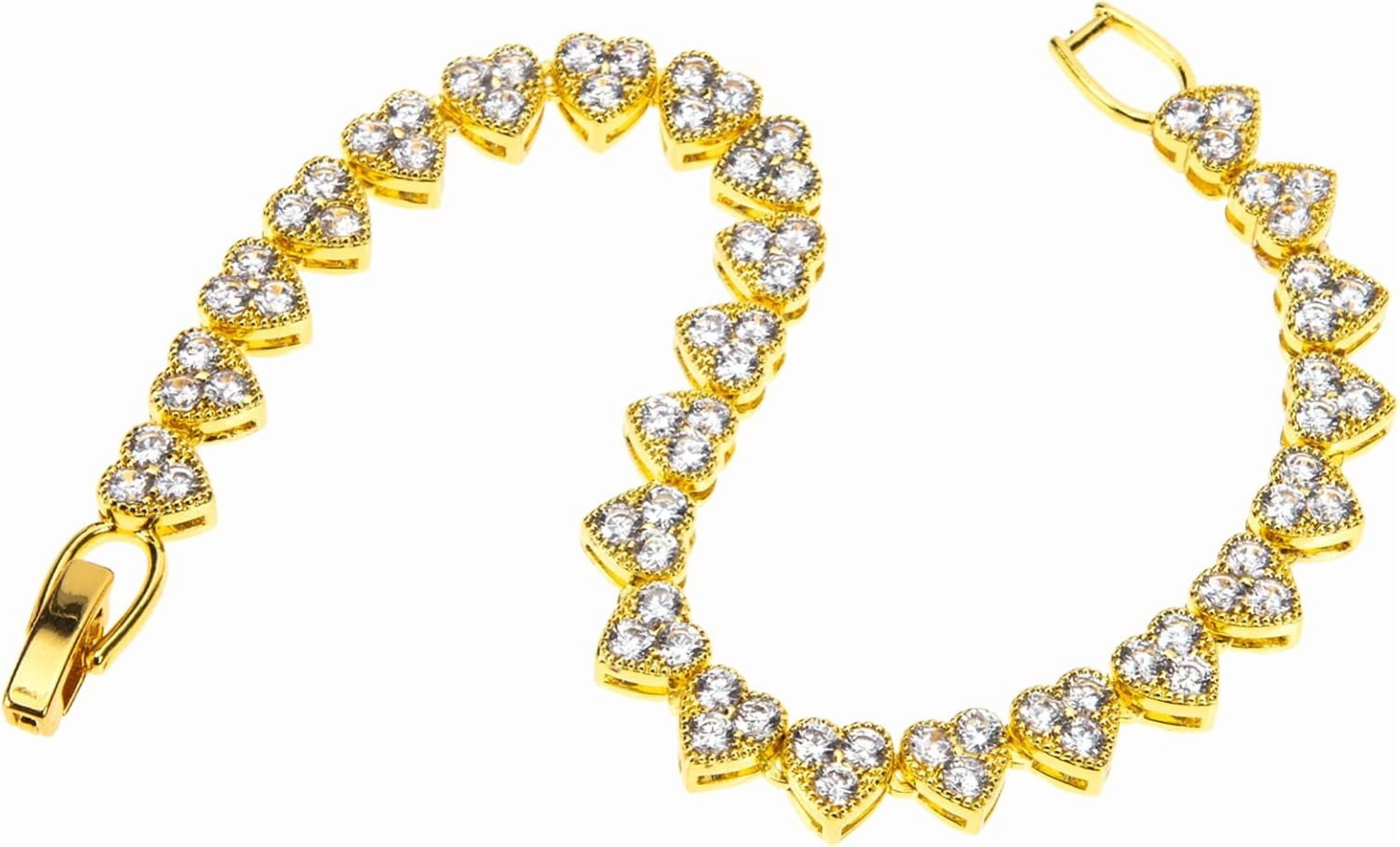 6mm Heart Shaped Link Necklace for Women Sparkly Rhinestone Hip Hop ...