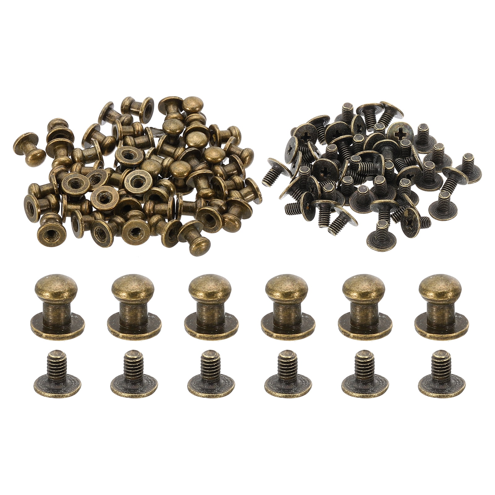 6mm Leather Rivets, 100 Sets Round Button Head Studs Metal Screw Studs ...