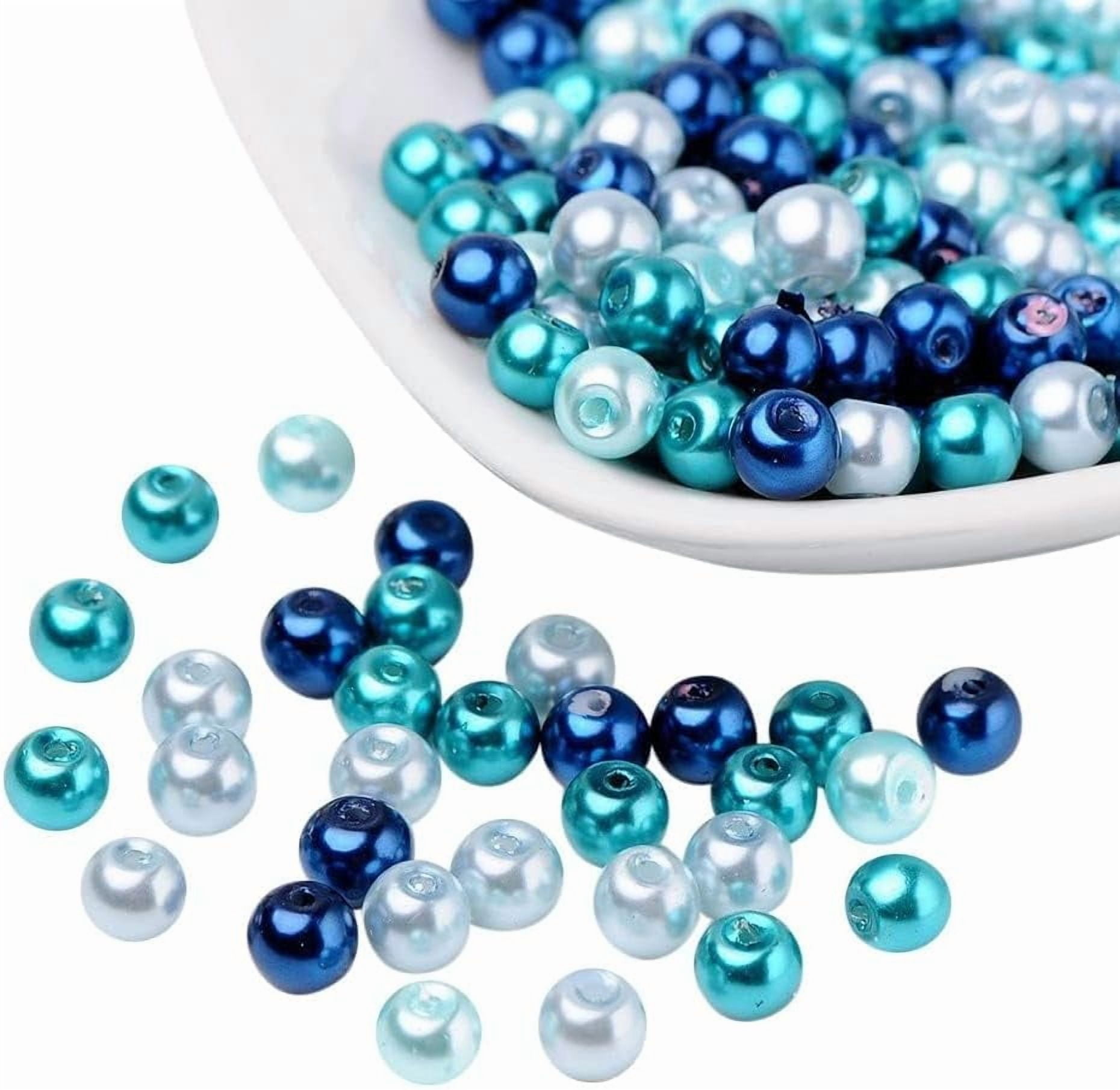 6mm Mixed Blue Color Pearlized Glass Pearl Charms for Jewelry Making ...