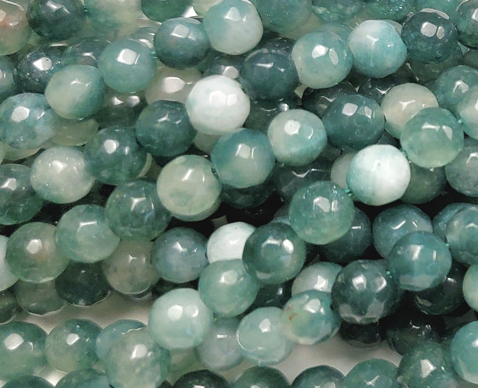 6mm Moss Jade Faceted Round Beads Genuine Gemstone Natural Jewelry ...