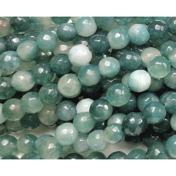 6mm Moss Jade Faceted Round Beads Genuine Gemstone Natural Jewelry ...
