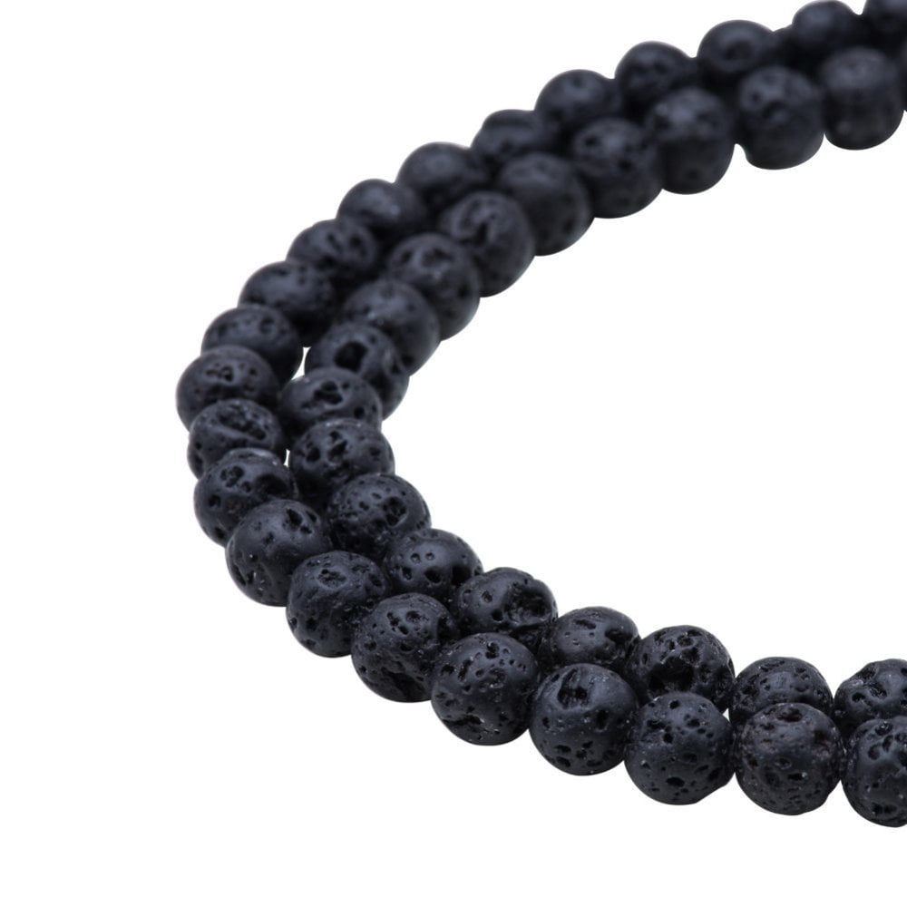 6mm Natural Black Lava Rock Stone Rock Gemstone Gem Round Loose Beads ...