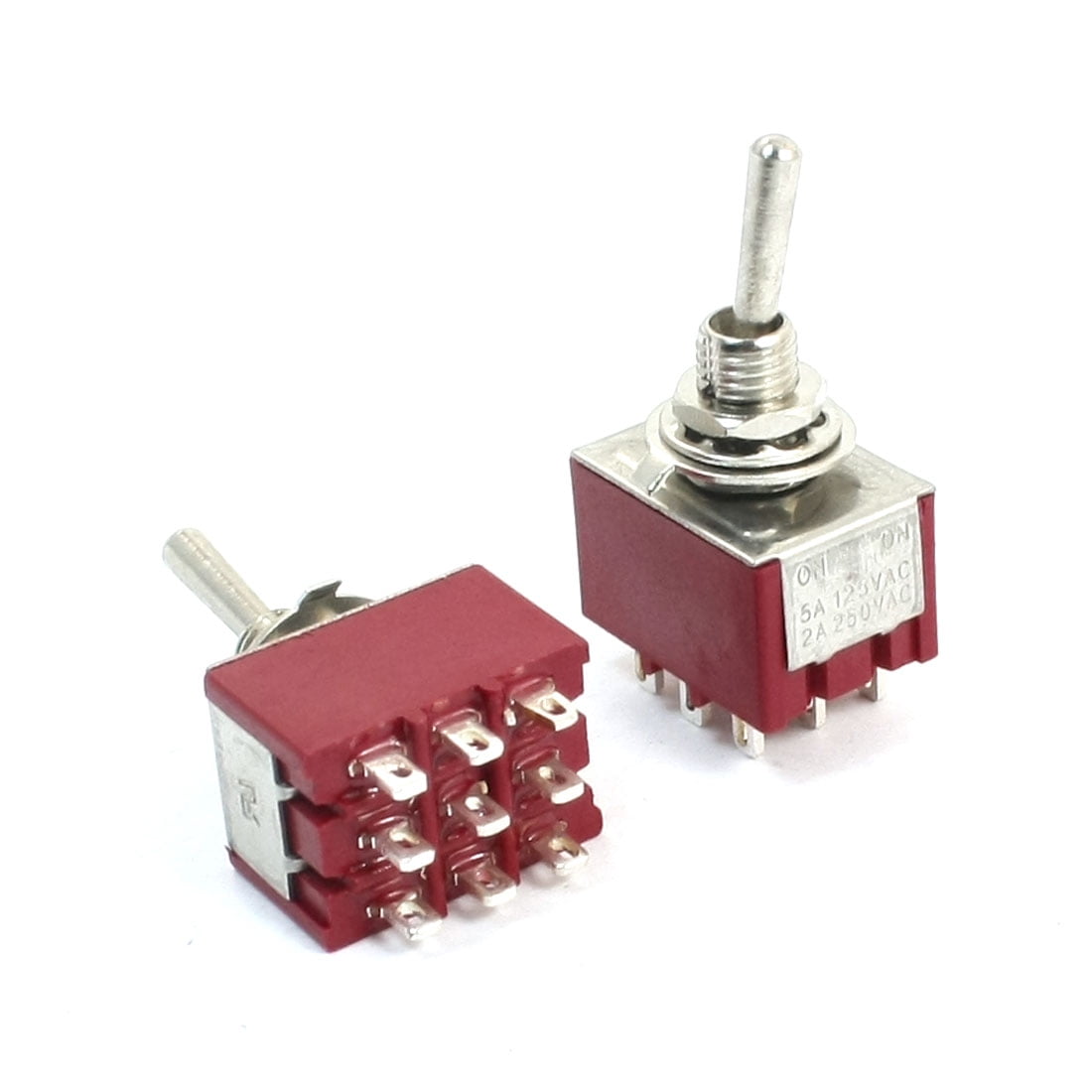 6mm Panel Mount ON/ON 3PDT Latching 9 Pin Toggle Switch 250V 2A 2pcs ...