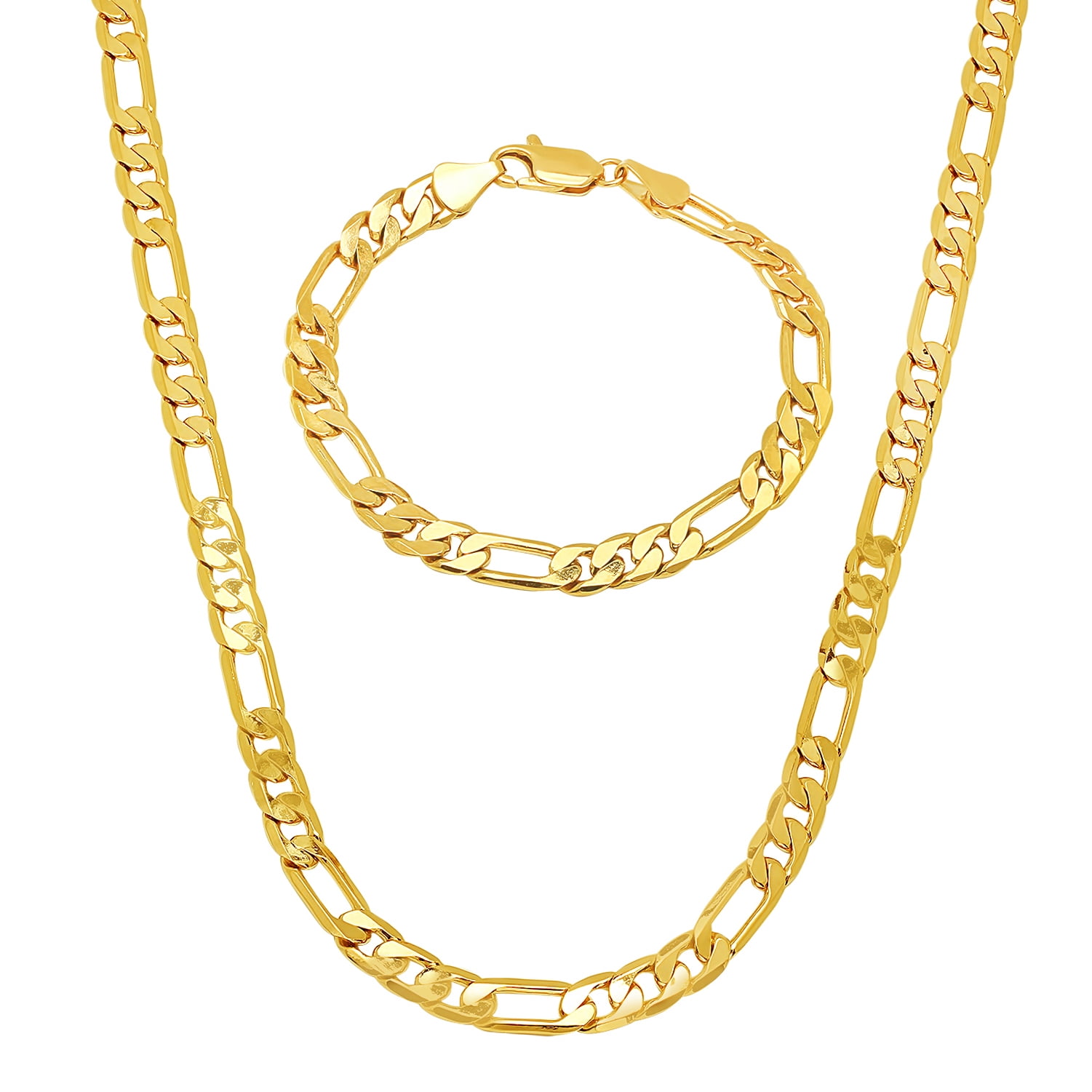 6mm Polished 0.25 mils 14k Yellow Gold Plated Figaro Chain Necklace ...