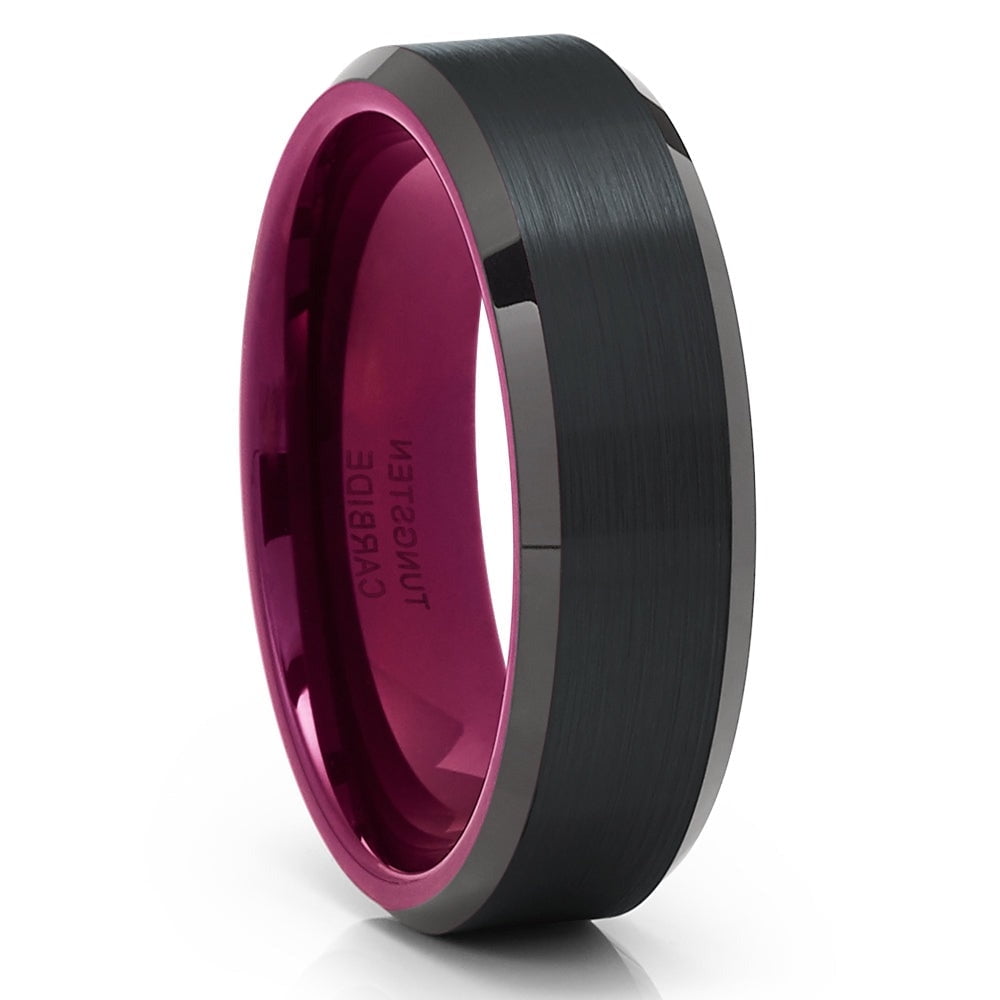 6mm Purple Wedding Ring,Black Tungsten Ring,Engagement Ring,8mm Wedding ...