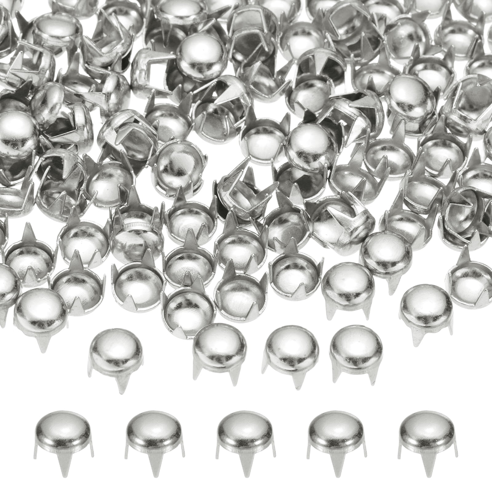6mm Round Dome Rivet, 90 Pcs Metal 4 Claw Spike Spot Stud Punk Rock ...
