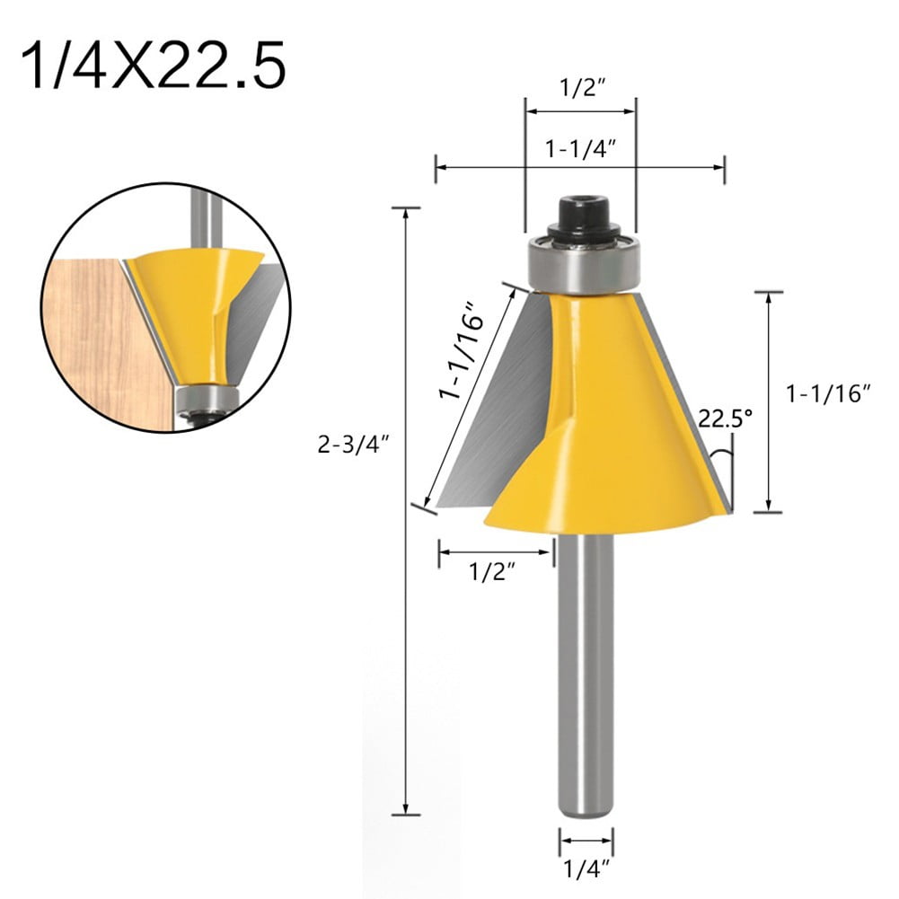 6mm Shank Bevel Router Bit Milling Cutter 15/22.5/30 Degree Chamfer ...